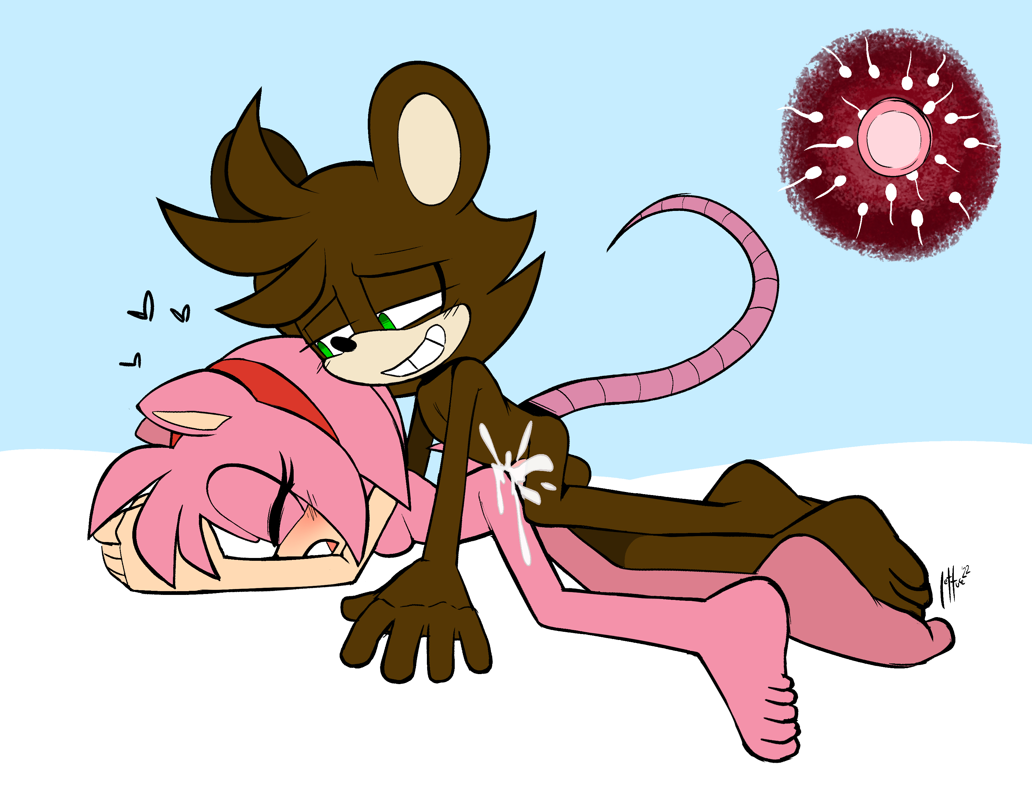 Rule 34 2022 Absurd Res Amy Rose Anthro Barefoot Blush Bodily Fluids Brown Body Brown Hair