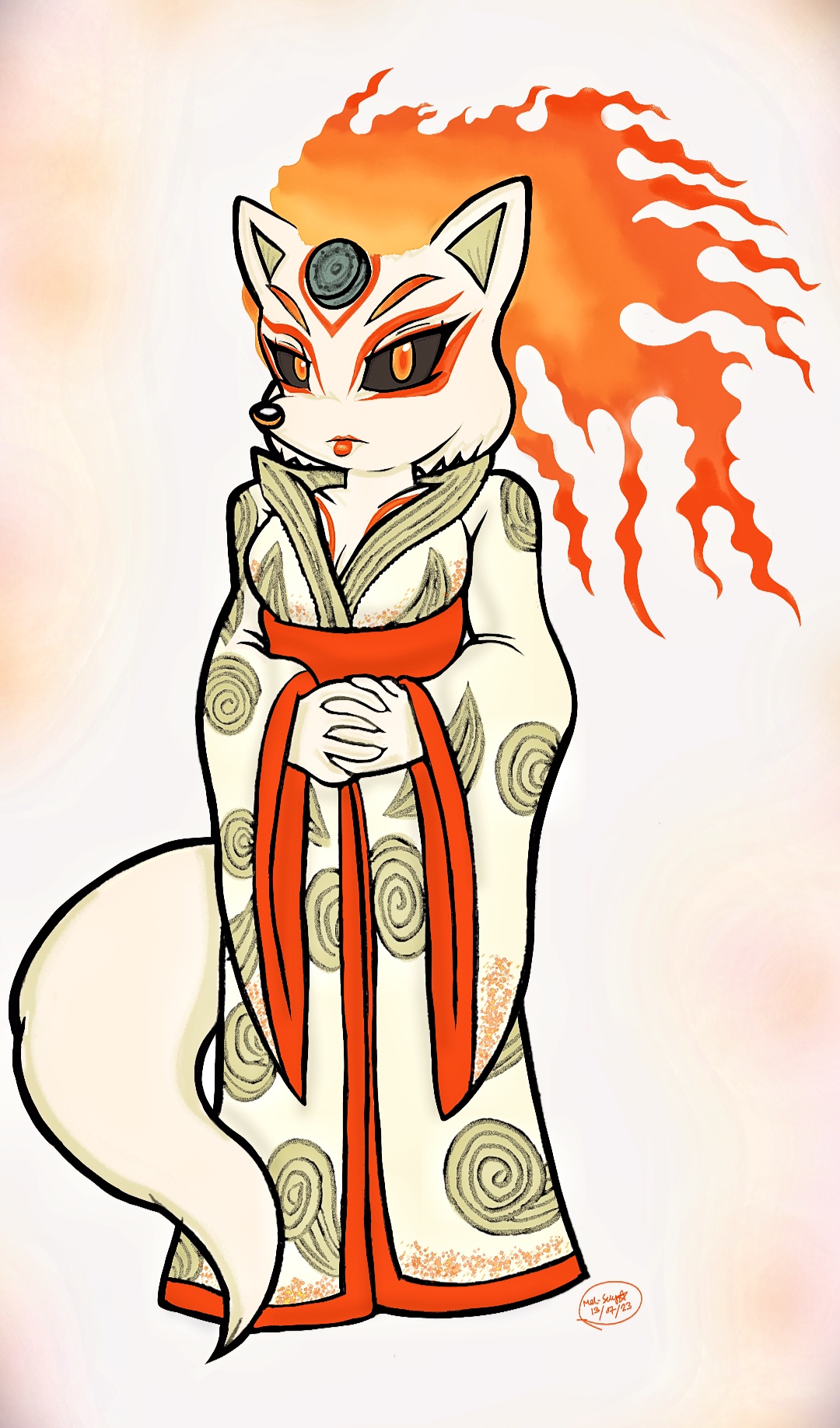 Commission- Amaterasu as a Mobian Wolf by MelSky